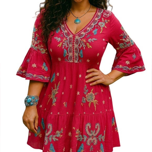 Johnny Was | Dresses | Johnny Was Heavily Embroidered Arzella ...